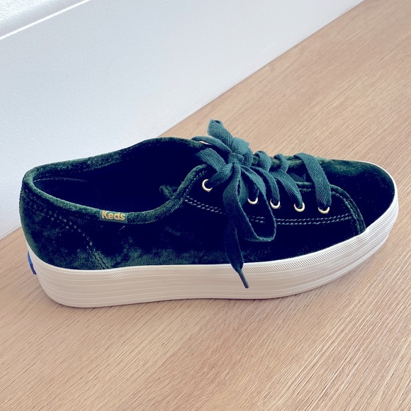 Keds | Shoes | Keds Dark Green Velvet Womens Tripleup Sneakers New Size ...